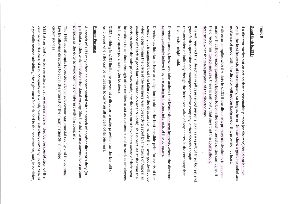 Comlaw 203 notes - Company Law - Studocu