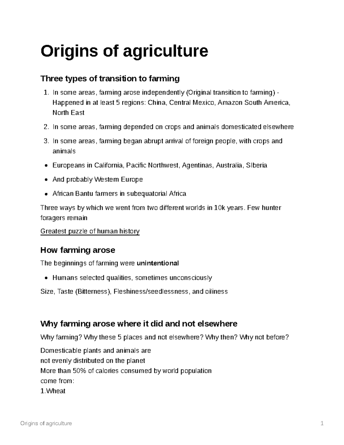 Origins of agriculture - Origins of agriculture Three types of ...