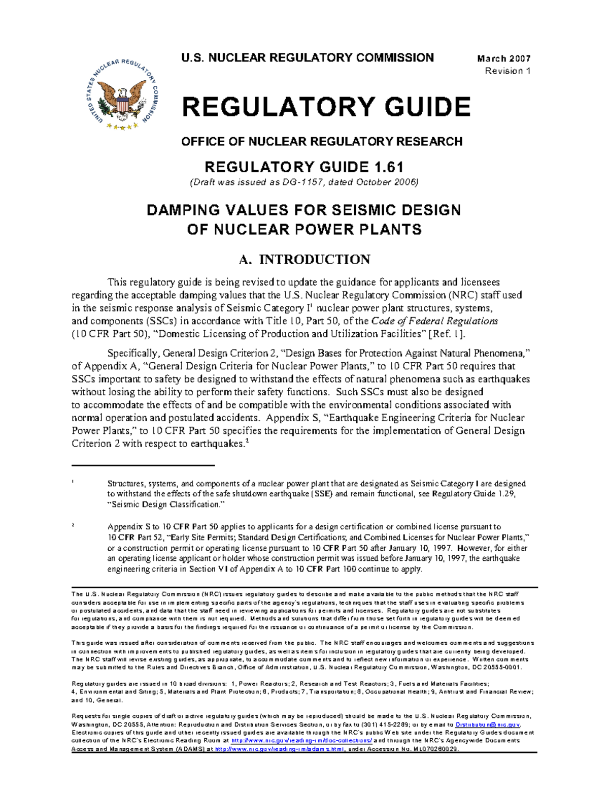 Usnrc-Damping - This gives damping values to be adopted for ...