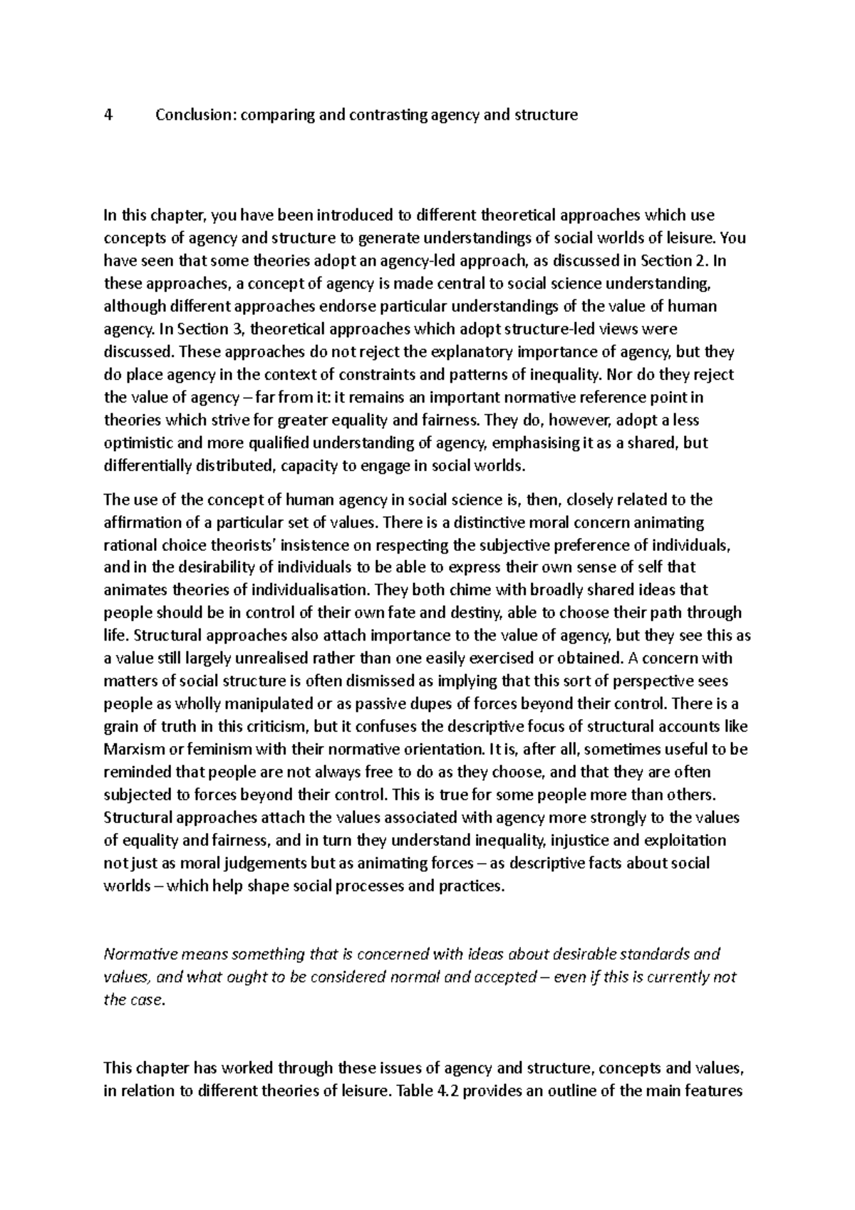 Chapter 4 - 4, 4 - 4 Conclusion: comparing and contrasting agency and ...