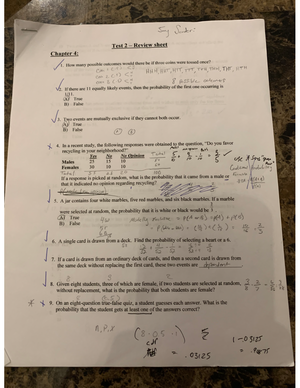 Test 3 Review - Chapter 8 Answer key - STA 2023 - Studocu