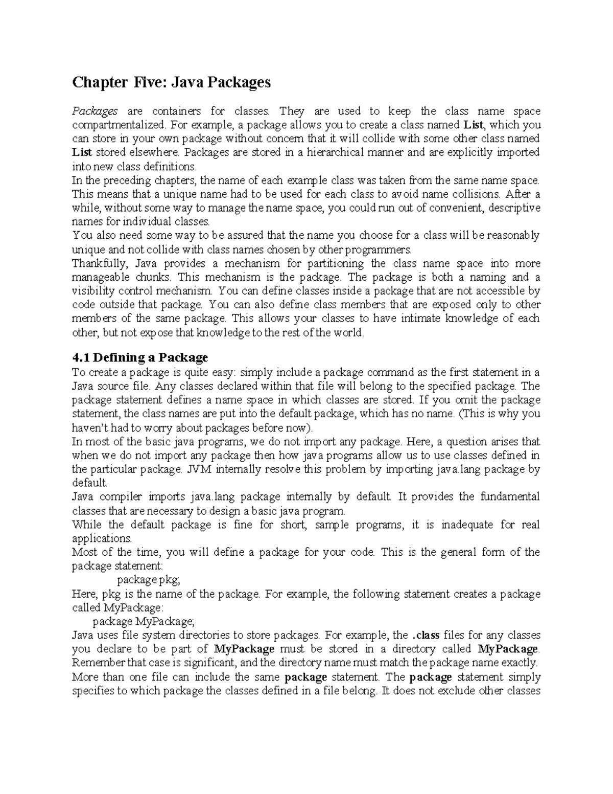 5 Ch-5 - Java programming Lecture Notes - Chapter Five: Java Packages ... 5 Ch-5 - Java programming Lecture Notes - Chapter Five: Java Packages ...