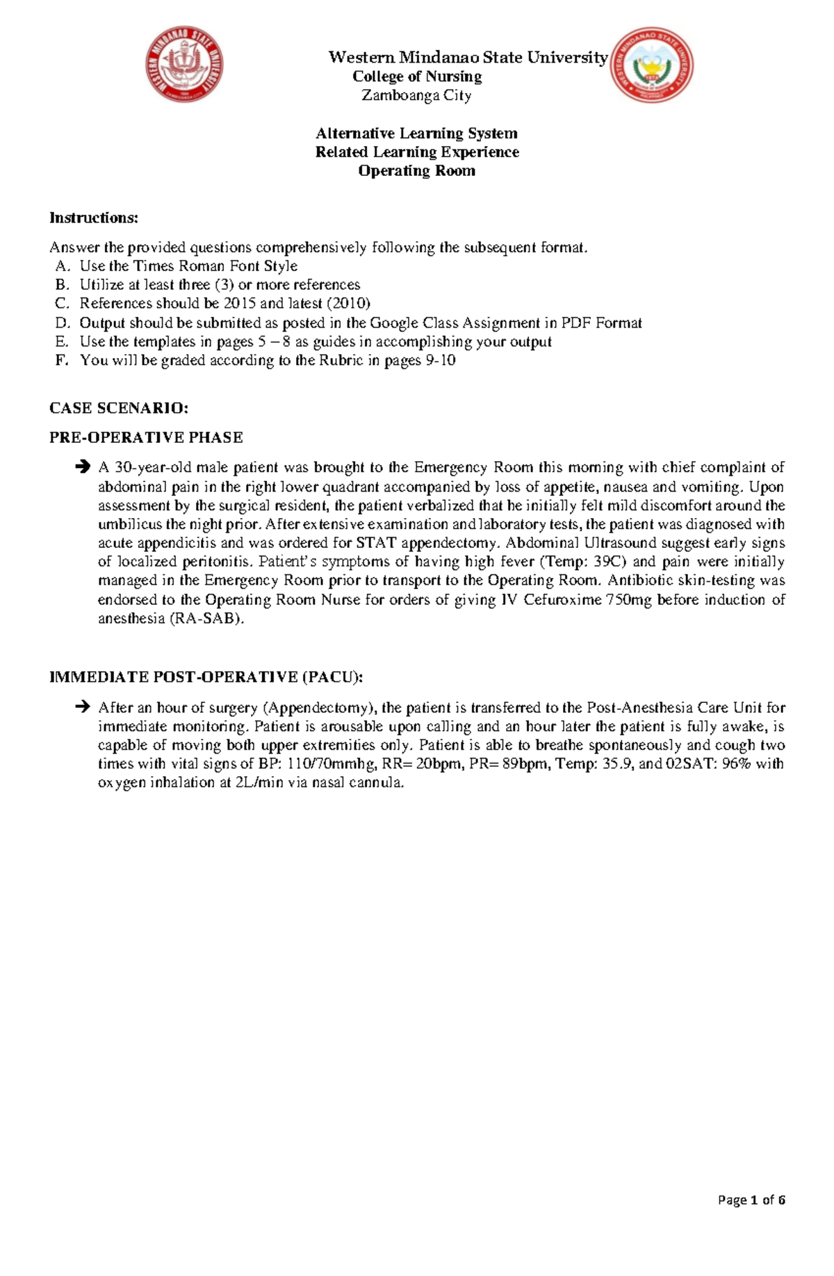 ALS 3 - Nursing Care Plan - Western Mindanao State University College ...