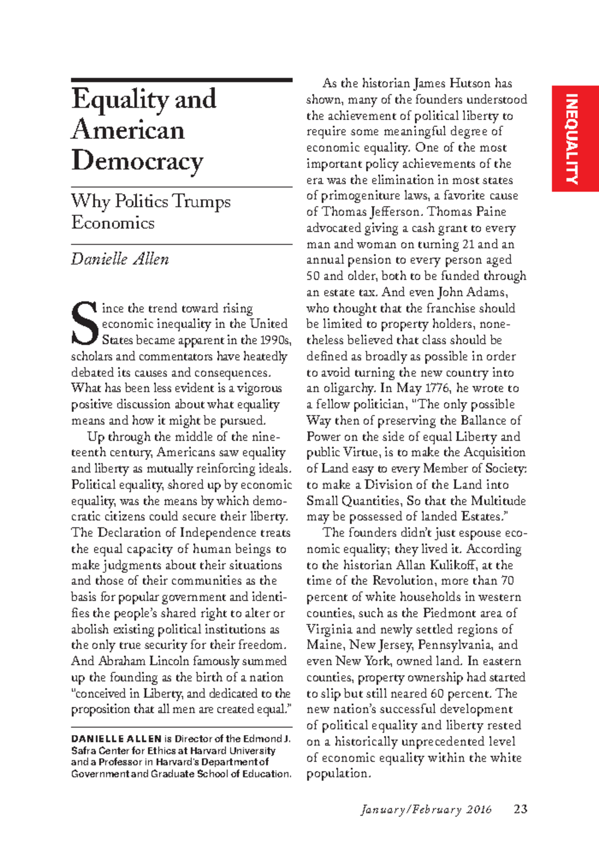 Allen Equality and American Democracy - Januar y/Februar y 2016 23 ...