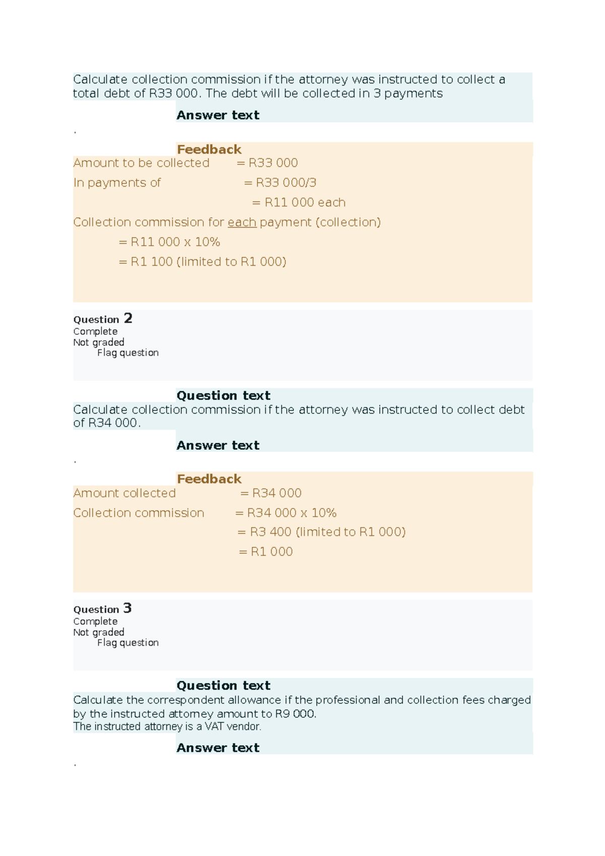 Learning unit 8 self assessment - Calculate collection commission if ...