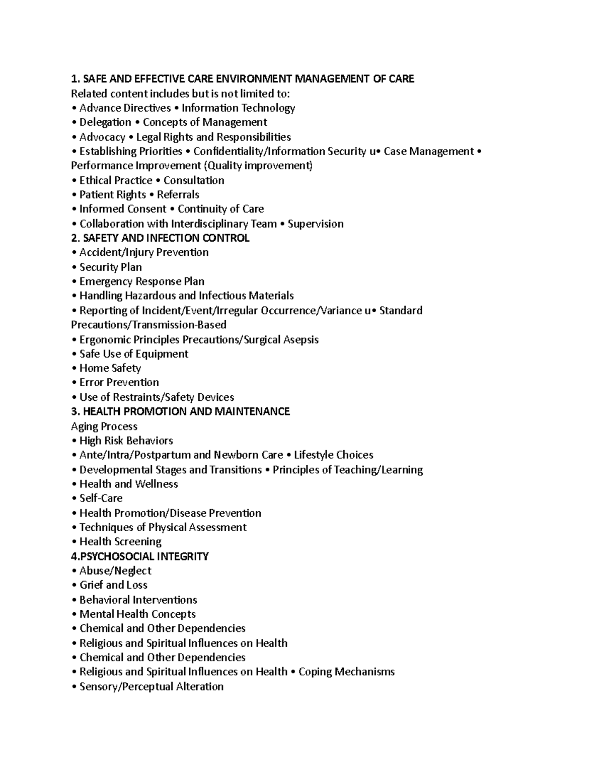 SLS Observation Rubric - 1. SAFE AND EFFECTIVE CARE ENVIRONMENT ...