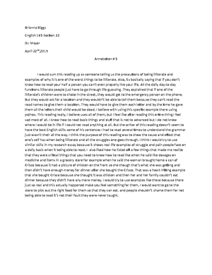 Annotation #2 english 165 section 22 - Brianna Biggs ENGL 165 section ...