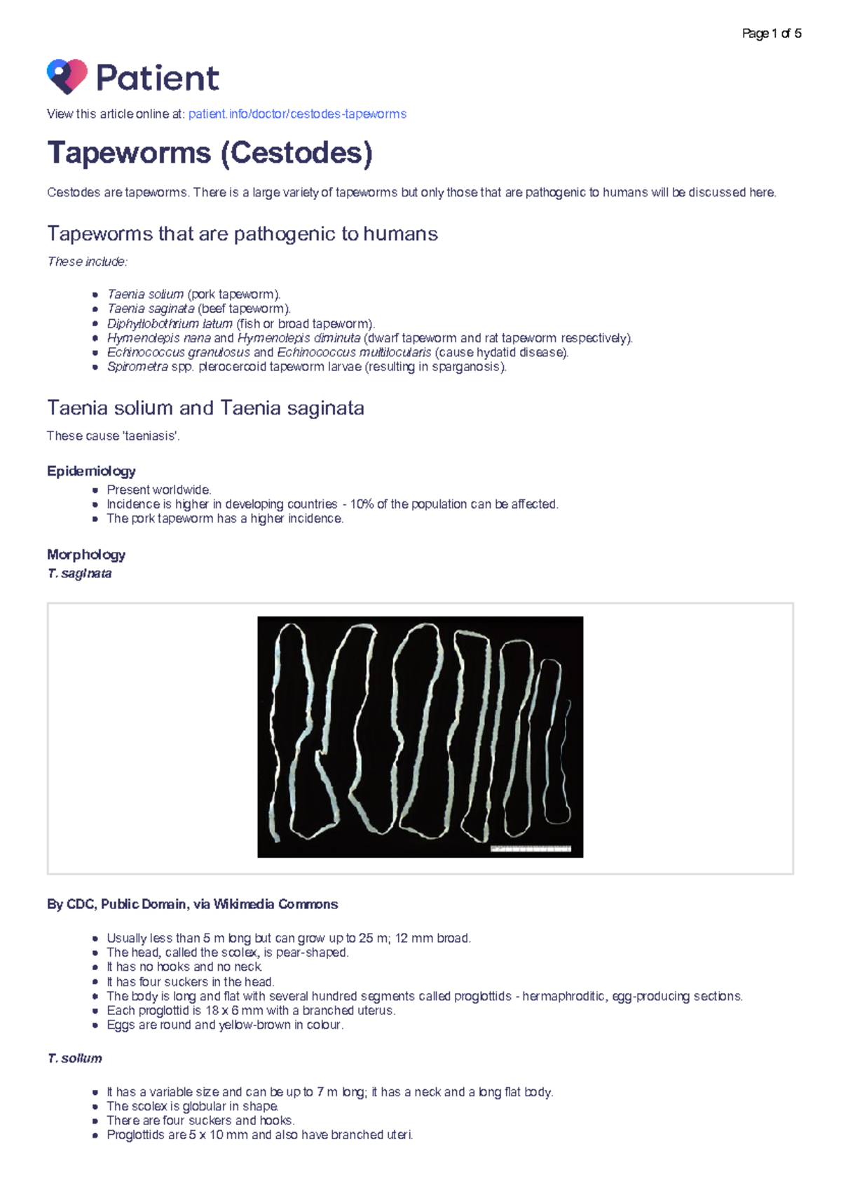 CESTODES-Summary for Medtech - View this article online at: patient/doctor/cestodes-tapeworms ...