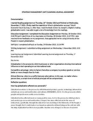 Strategic Management UNIT 8 Discussion Assignment - STRATEGIC ...