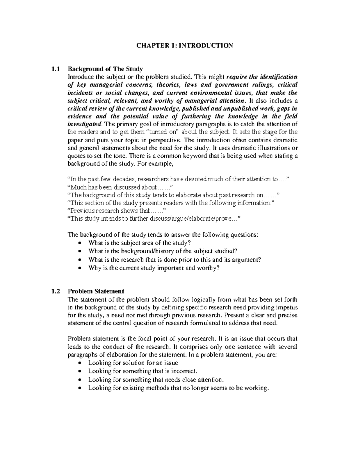 Outline description - CHAPTER 1: INTRODUCTION 1 Background of The Study ...