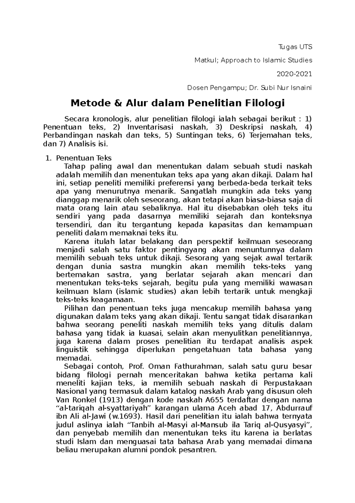 Metode dan Alur dalam Penelitian Filologi serta Penggunaannya dalam ...