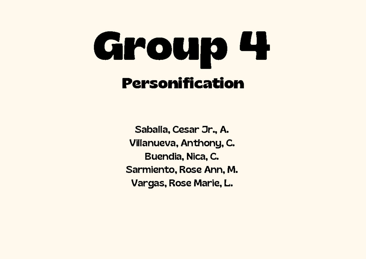 Personification - Advance notes - Group 4 Personification Saballa ...