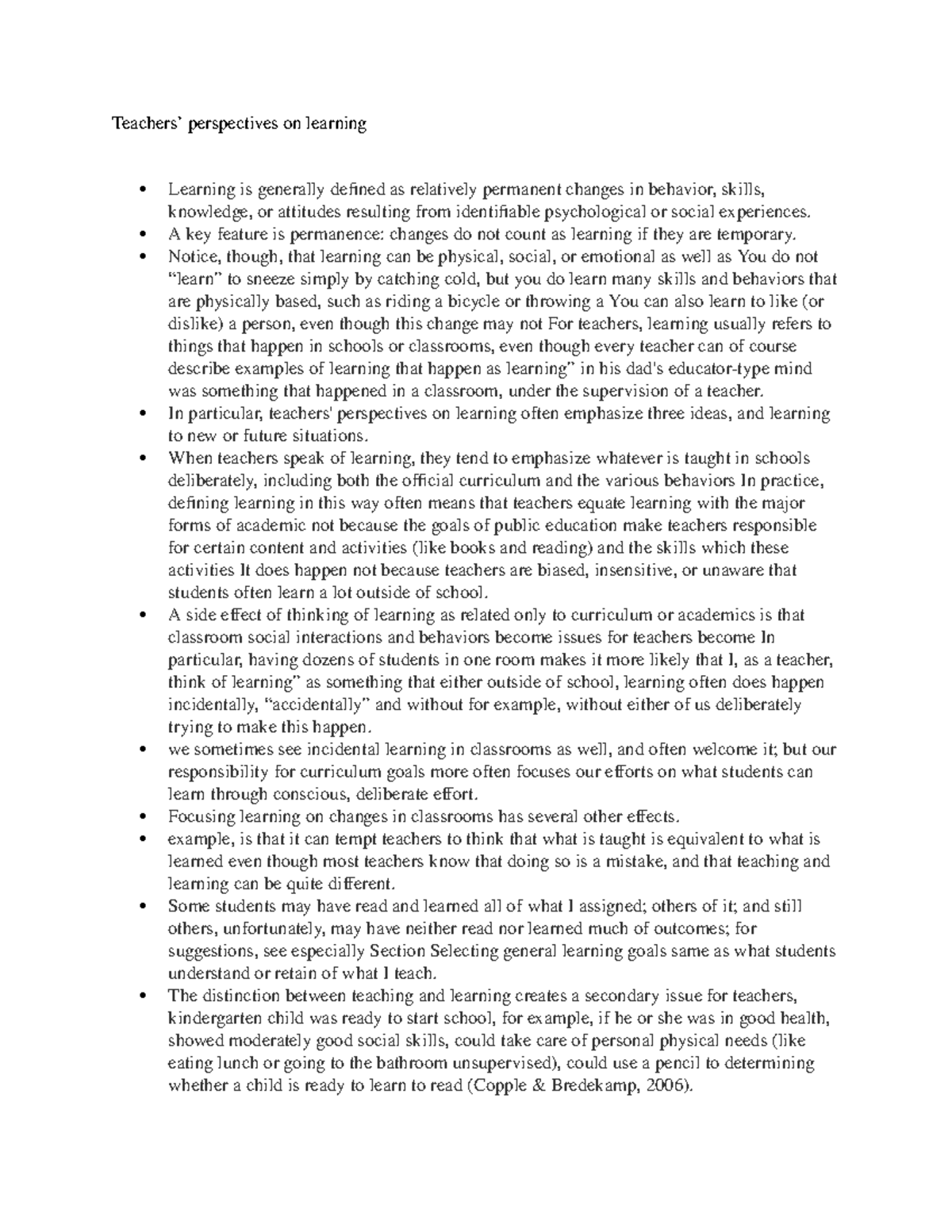 Teachers’ perspectives on learning - Te a c he r s ’pe r s pe c t i v e ...