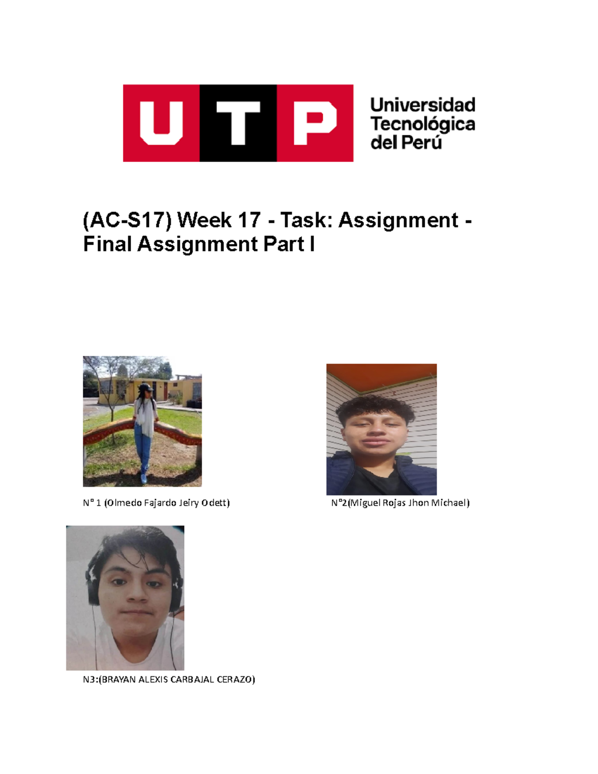 Examen Final Ingles siiiu - (AC-S17) Week 17 - Task: Assignment - Final Assignment Part I N° 1 ...