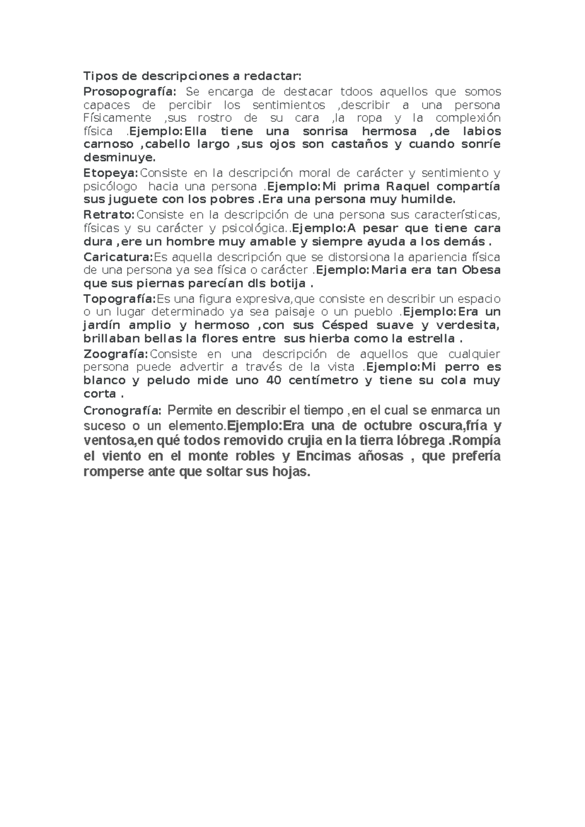 Yulaine Descripci Ã³nn - Tipos de descripciones a redactar ...