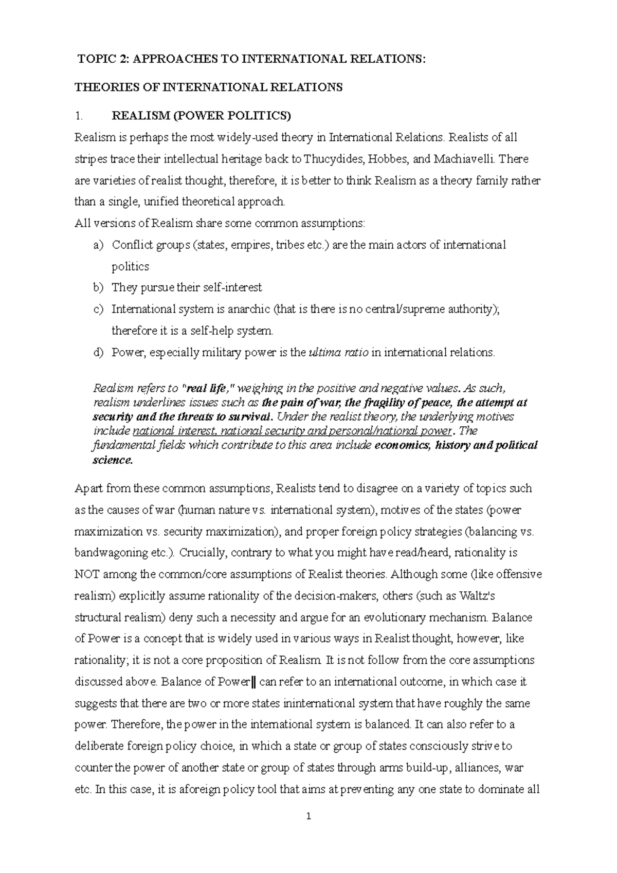 2- Lecture 2 - Internal relation - TOPIC 2: APPROACHES TO INTERNATIONAL ...