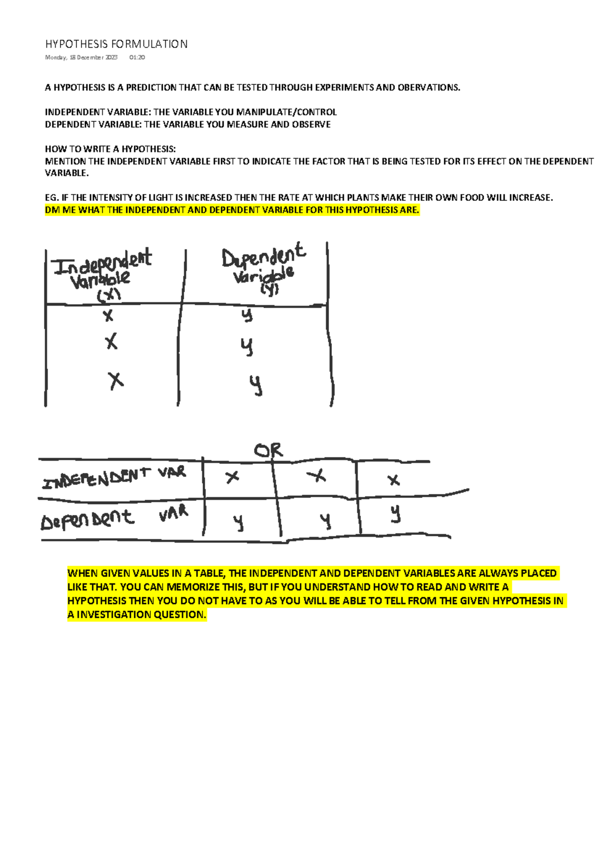 Hypothesis Formulation - A HYPOTHESIS IS A PREDICTION THAT CAN BE ...