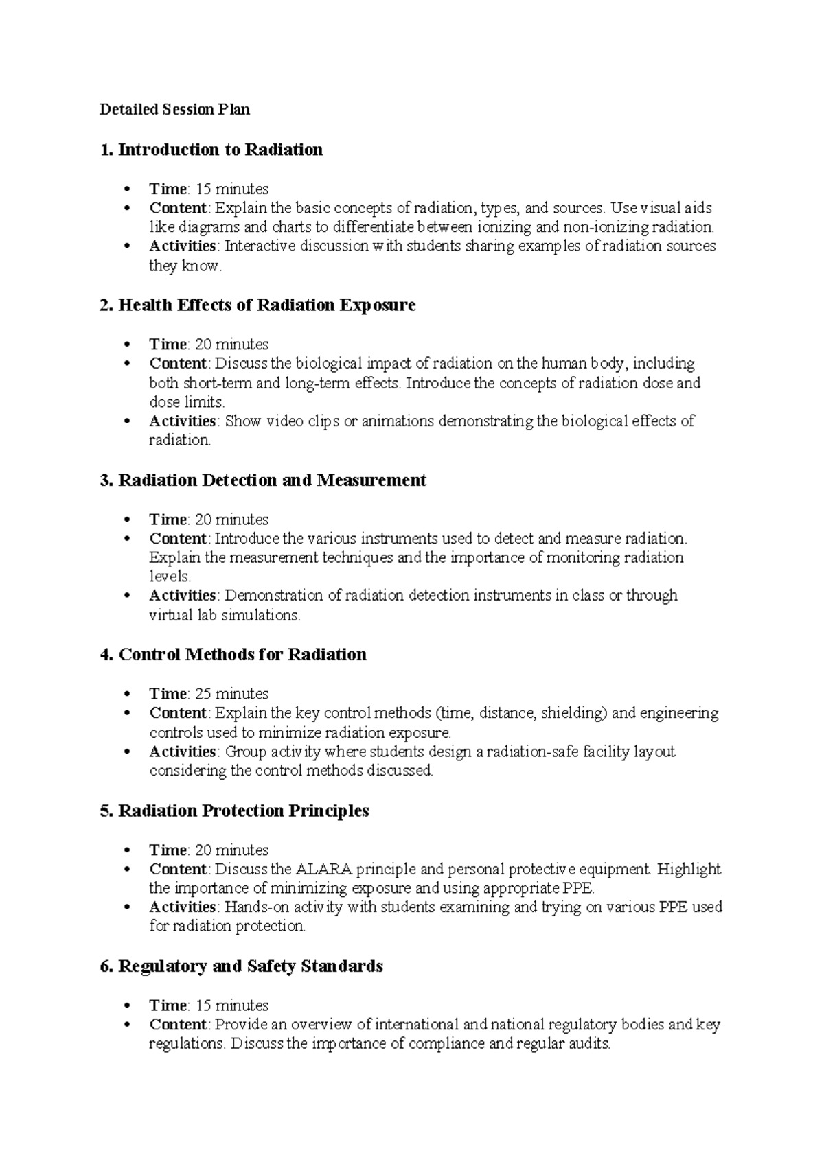 Detailed Session Plan - Industrial safety - Detailed Session Plan 1 ...