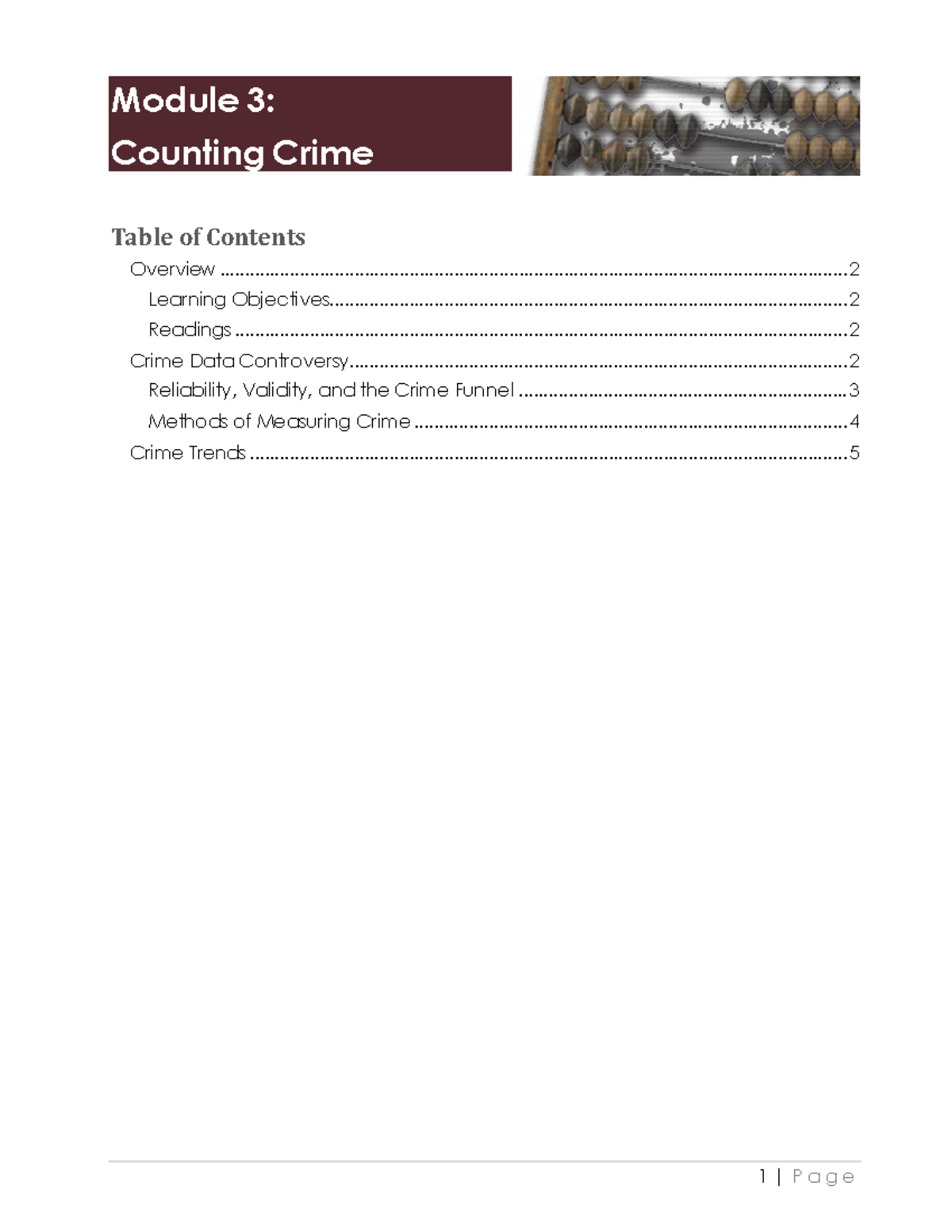 Module three count - Module 3: Counting Crime Table of Contents ...