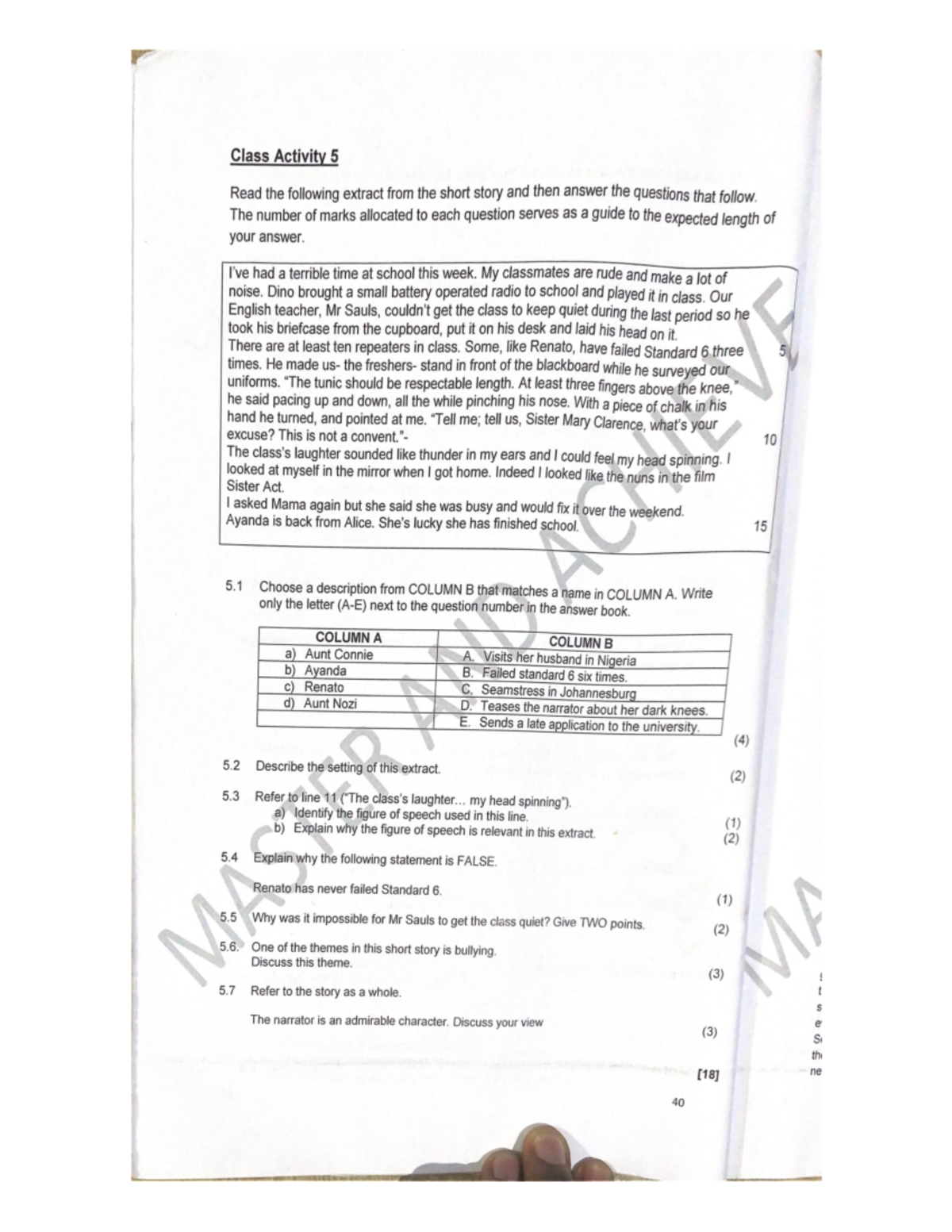 The number of marks allocated to each question serves as a guide to the ...