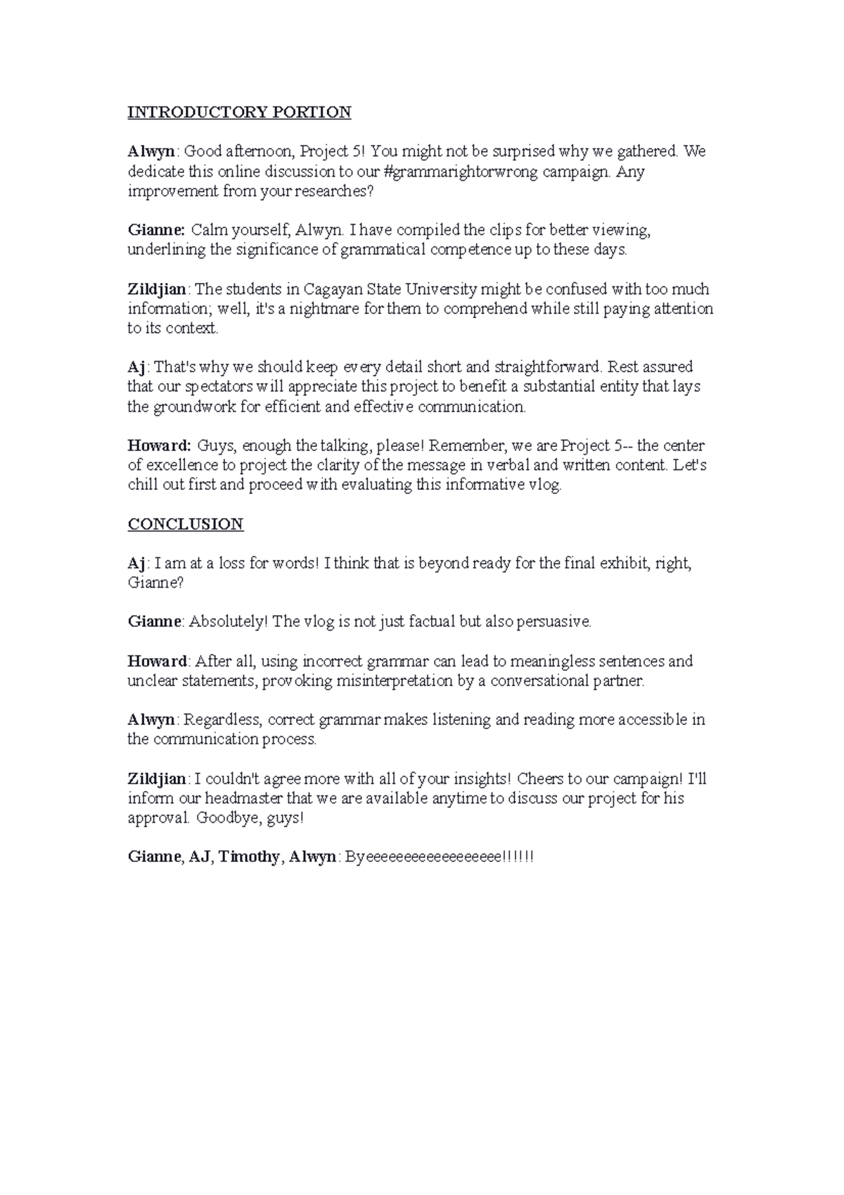 Script SA VLOG - read it - INTRODUCTORY PORTION Alwyn : Good afternoon ...