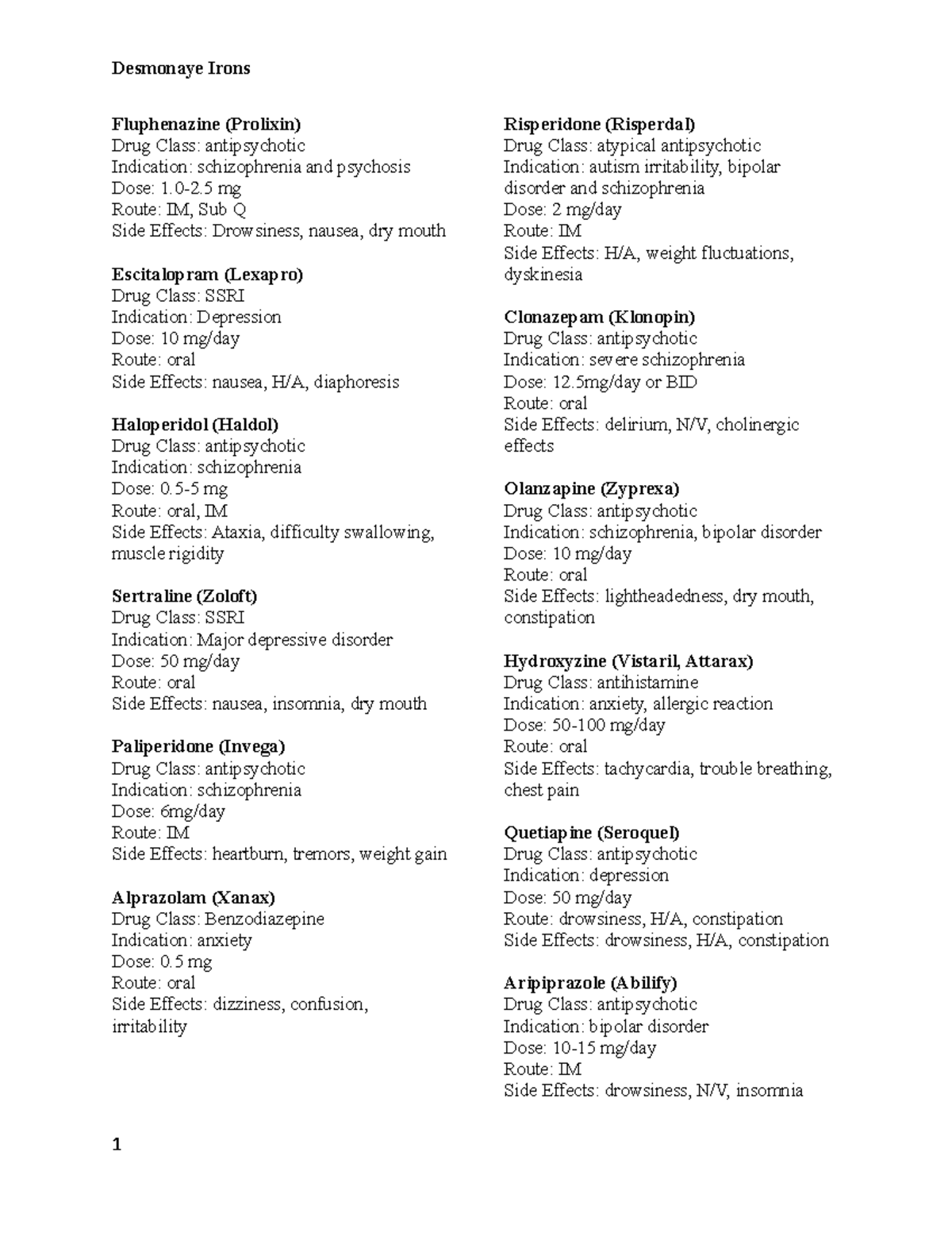 Medication blast - Desmonaye Irons Fluphenazine (Prolixin) Drug Class ...