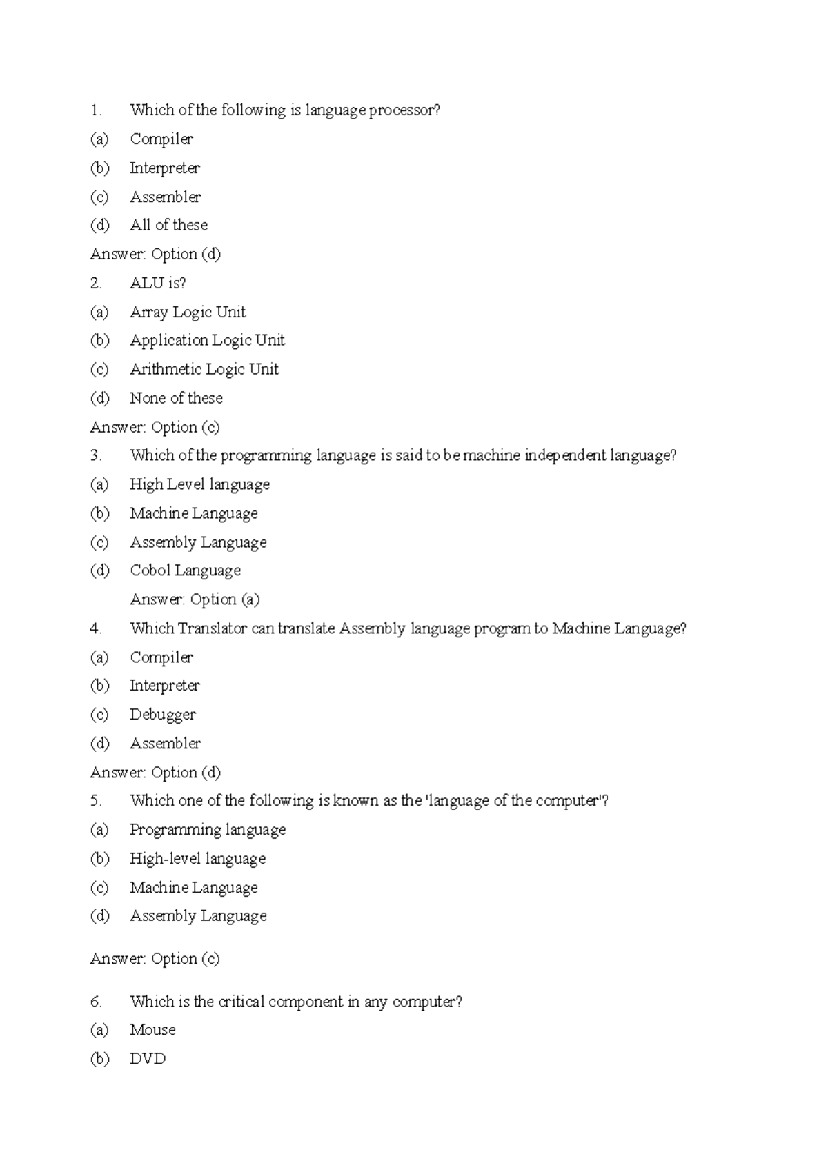 PPS Unit-1 MCQ - notes - Which of the following is language processor ...