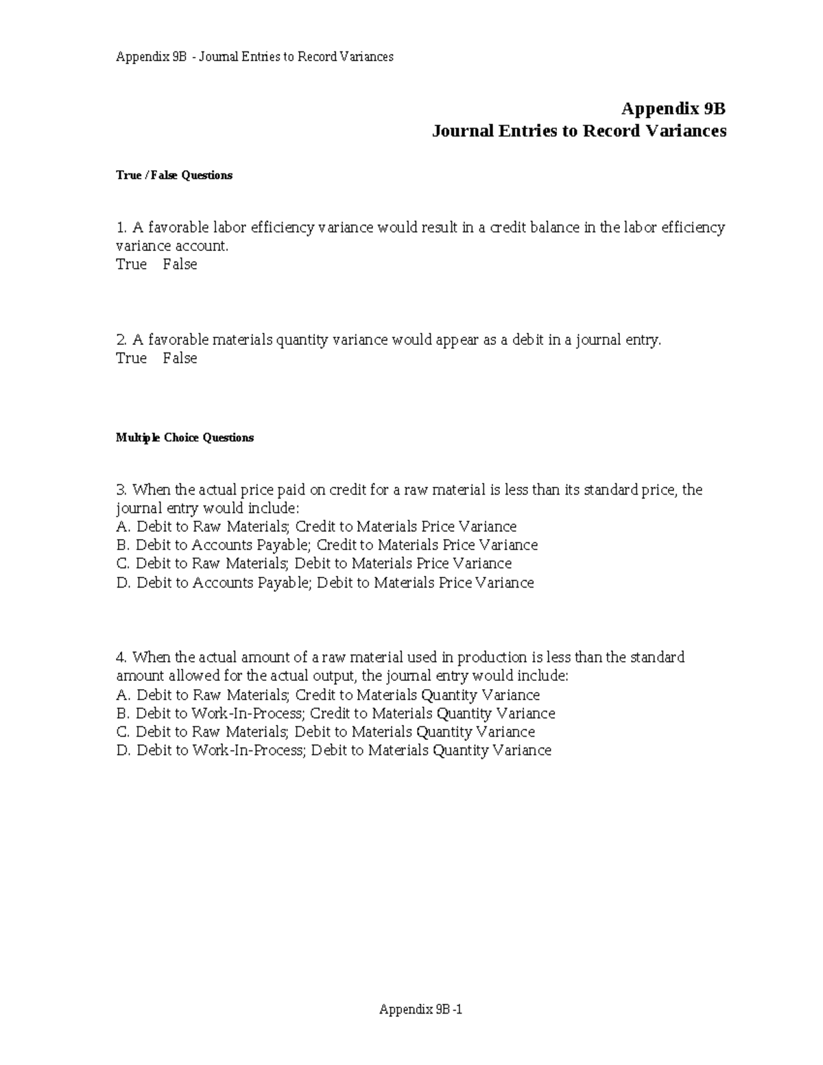 Appendix 9B - kakakakak - Appendix 9B Journal Entries to Record ...