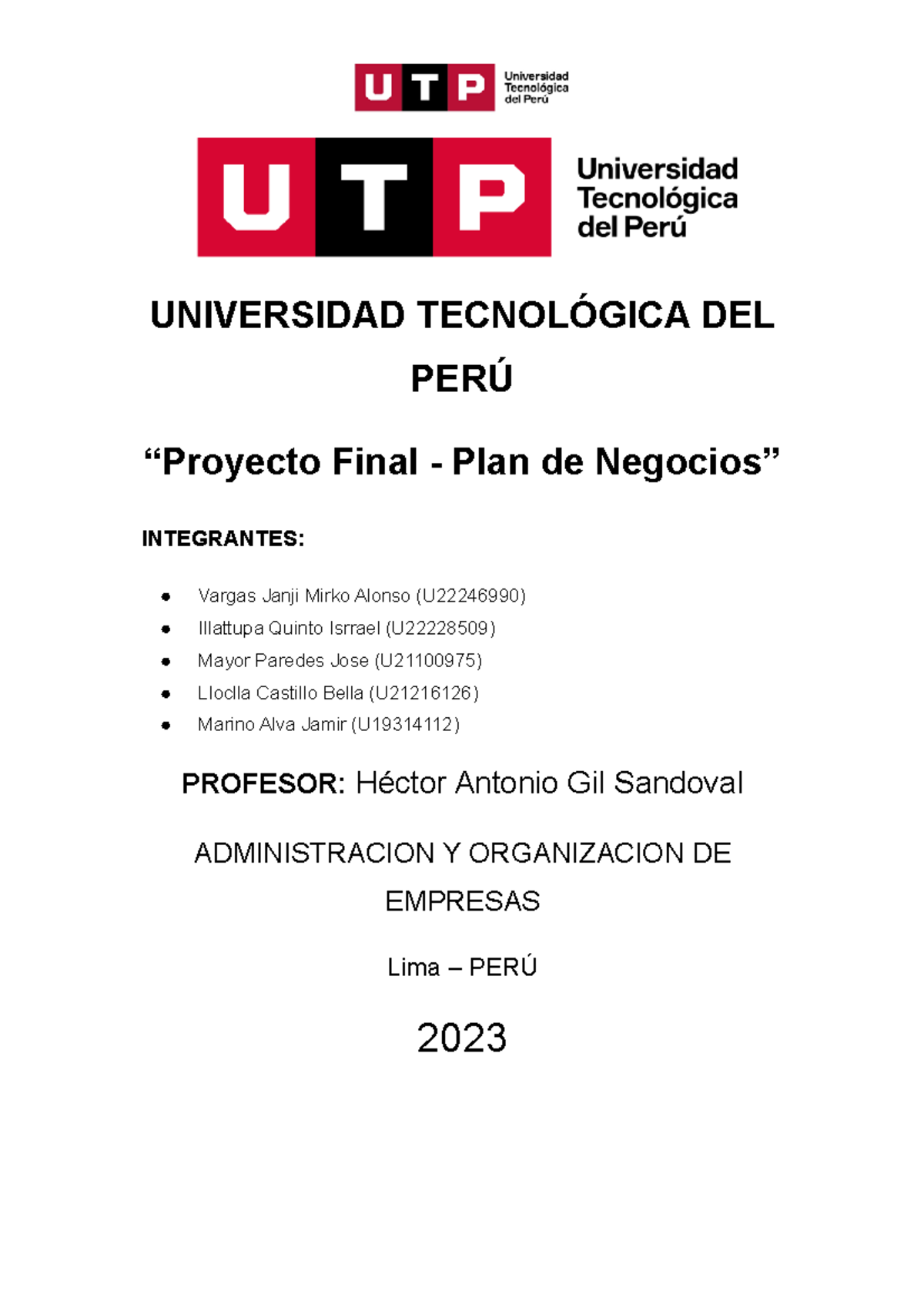 (AC-S18) Proyecto Final - Plan de Negocios - UNIVERSIDAD TECNOLÓGICA ...