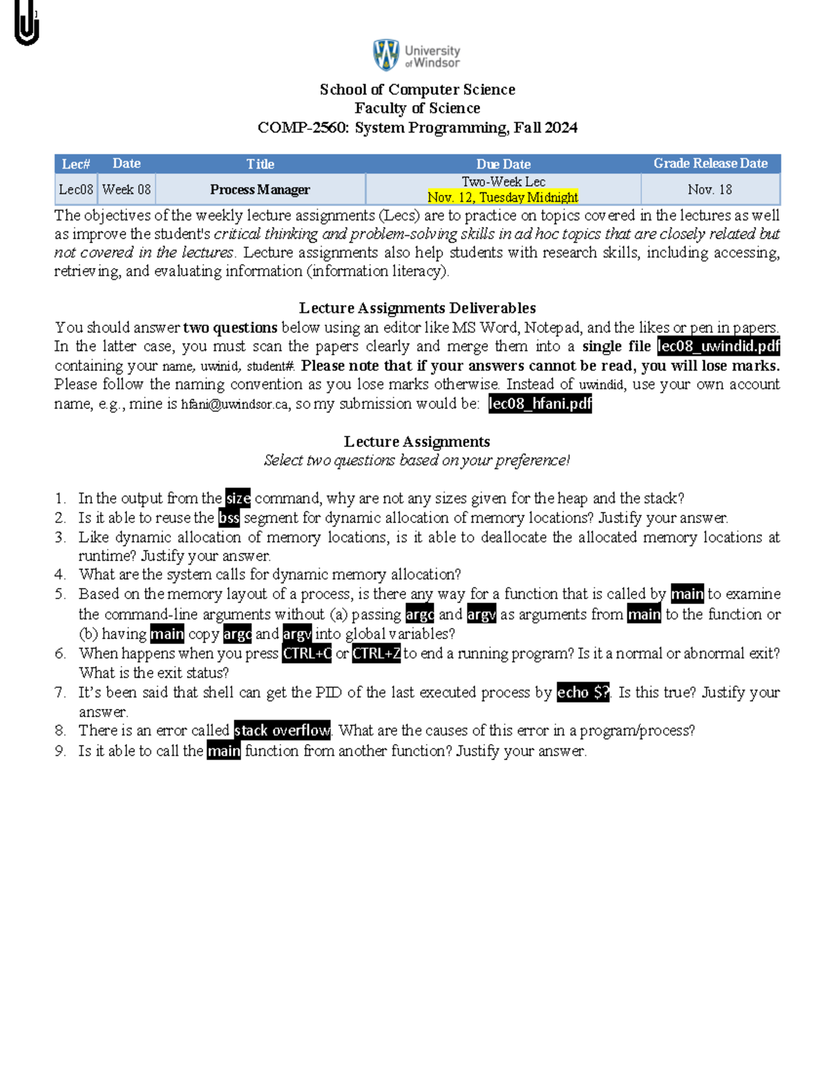 Lec08 Manual - lecture 8 questions - 1 School of Computer Science ...