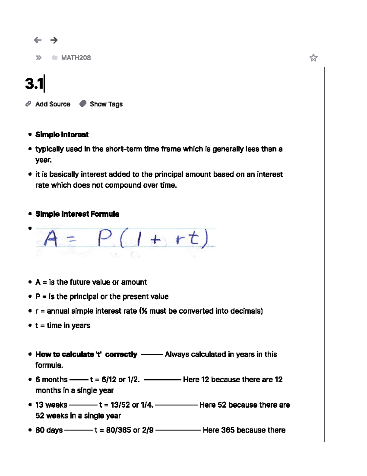3.1 Simple Interest - MATH208 - MATH 208 - Studocu