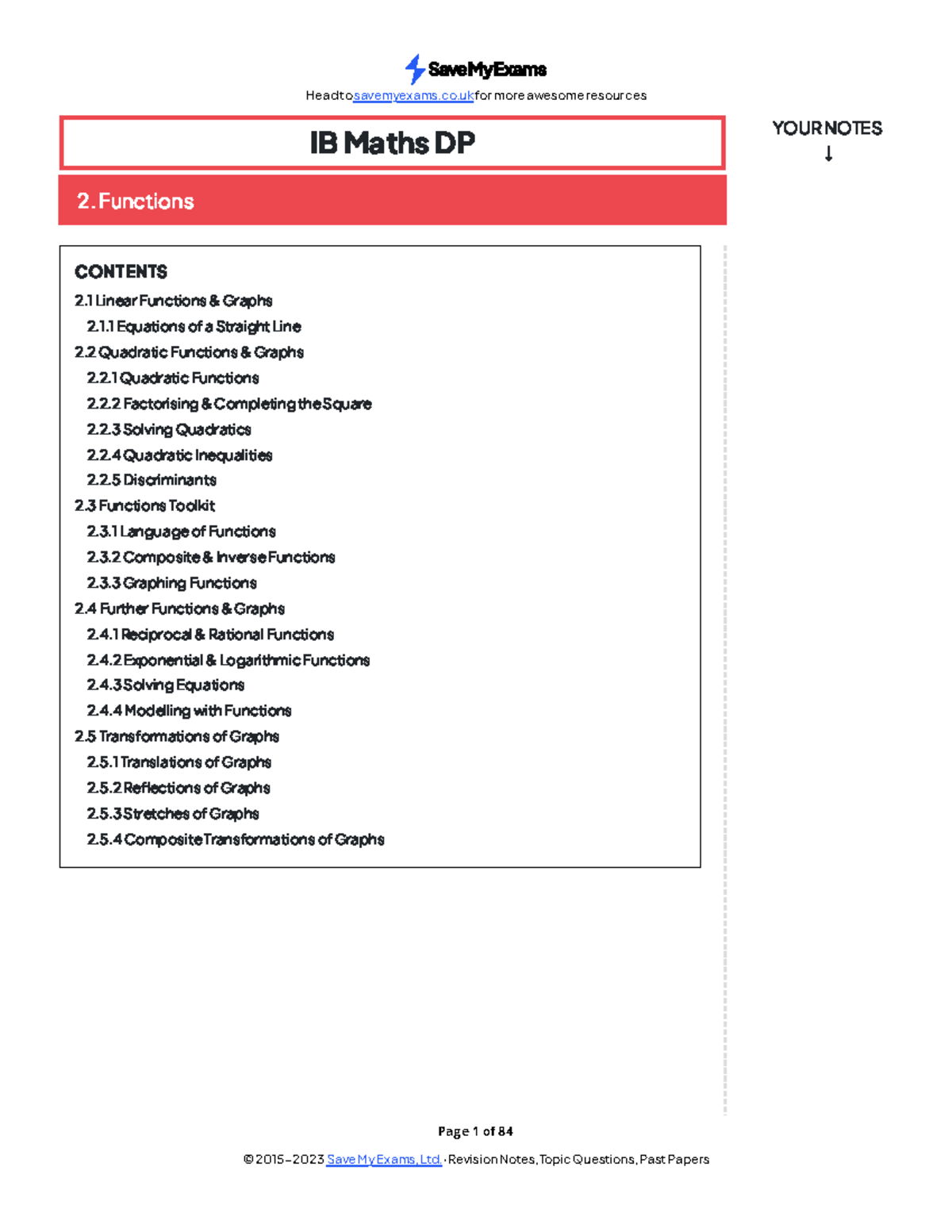 2. Functions - Page 1 of 84 IB Maths DP 2. Functions CONTENTS 2 Linear ...