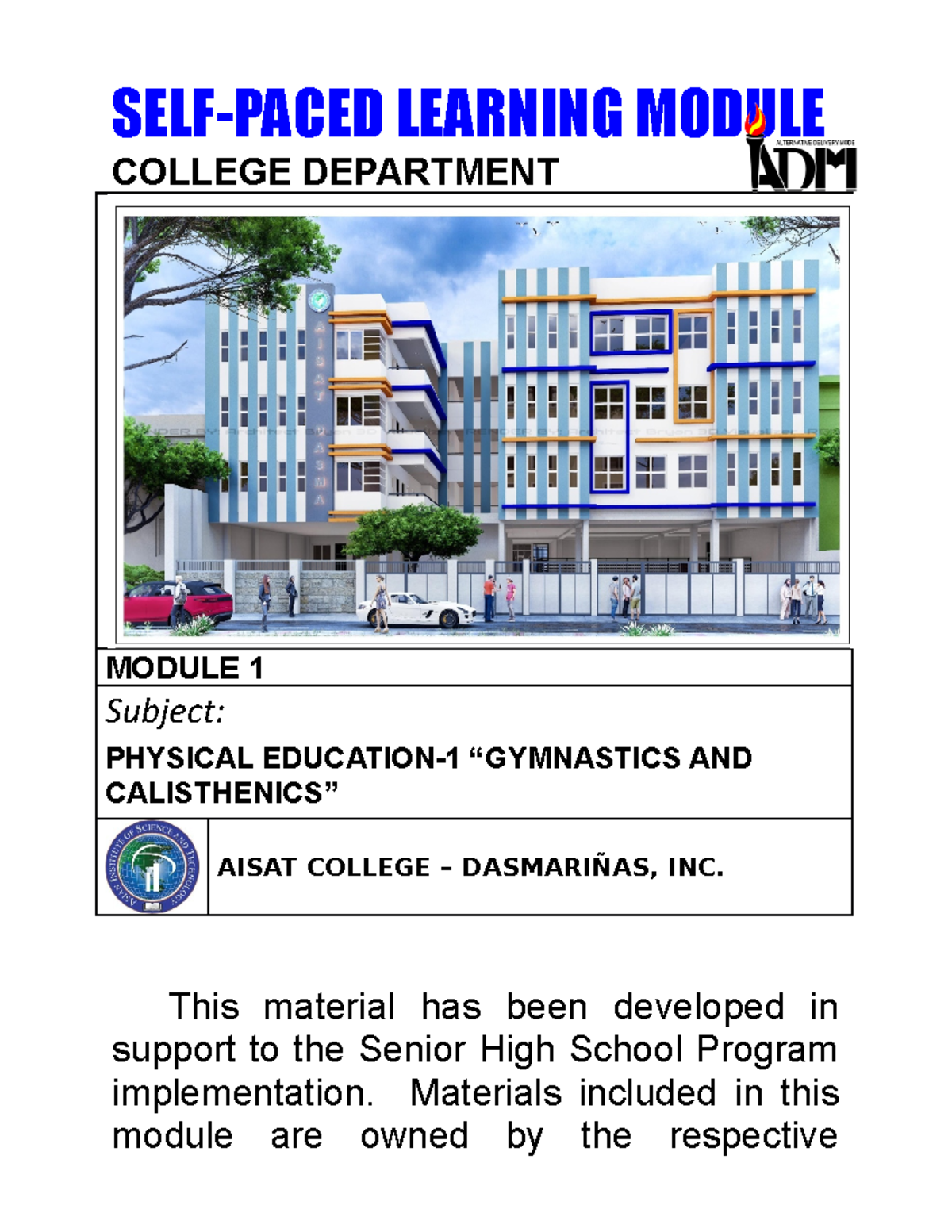 REM-M1-PE1 - adrefva - SELF-PACED LEARNING MODULE COLLEGE DEPARTMENT ...
