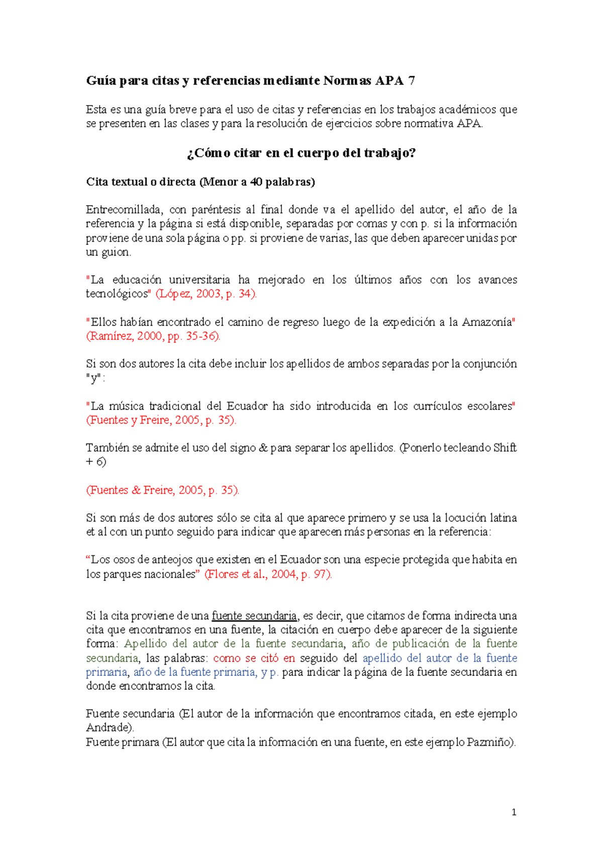 Guía APA 7 202410 - todo lo de apa 7 - Guía para citas y referencias mediante Normas APA 7 Esta ...