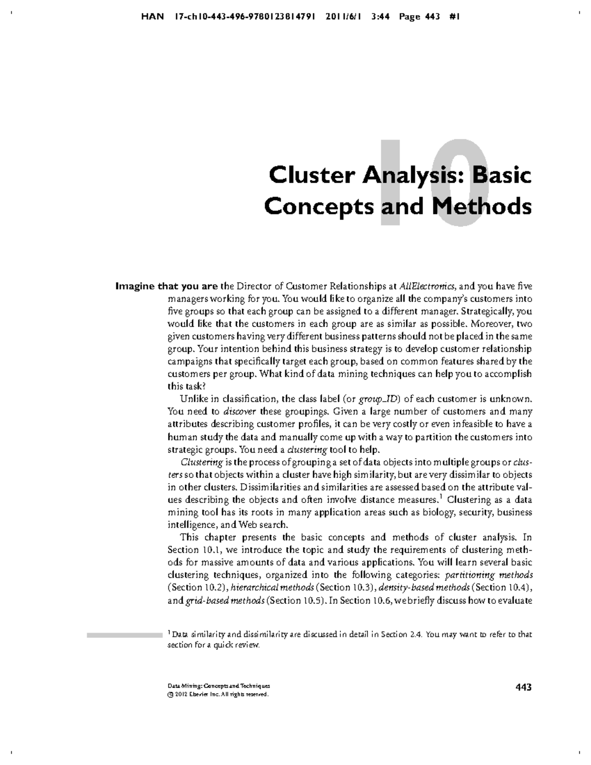 Clustering - Data Mining Book chp 10. - 10 Cluster Analysis: Basic ...