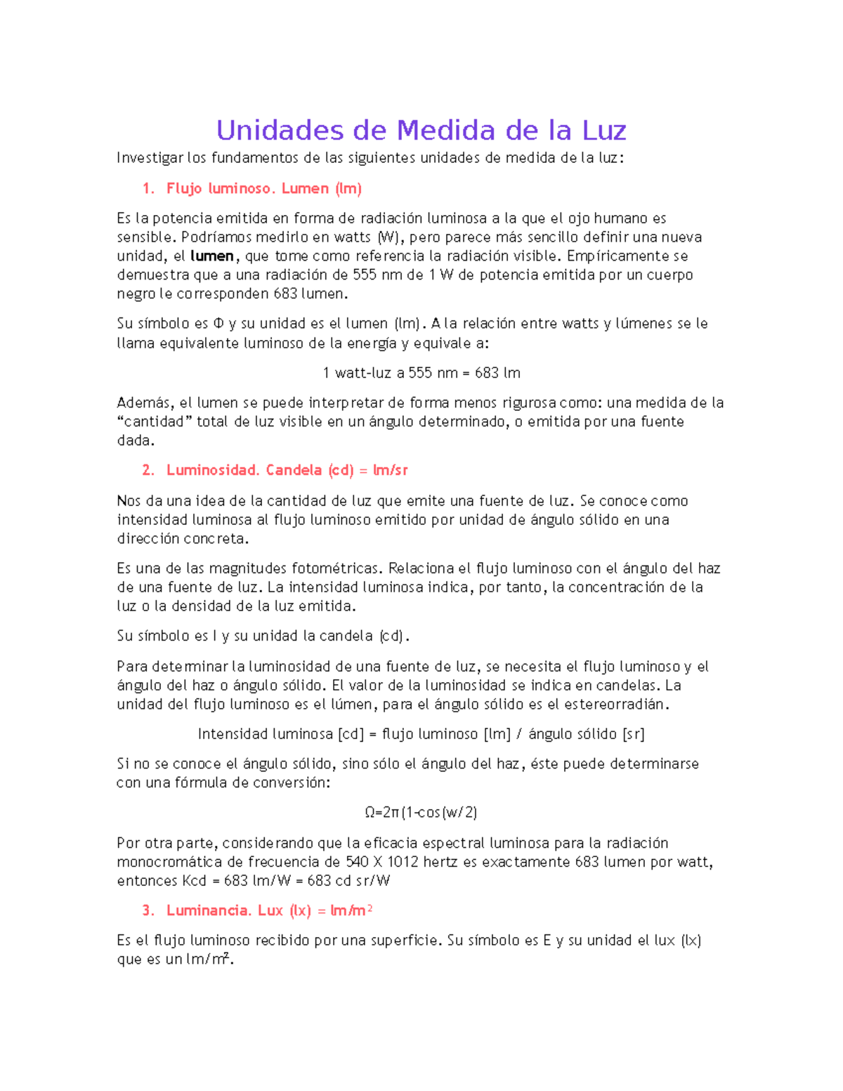 Unidades de Medida de la Luz - Unidades de Medida de la Luz Investigar ...