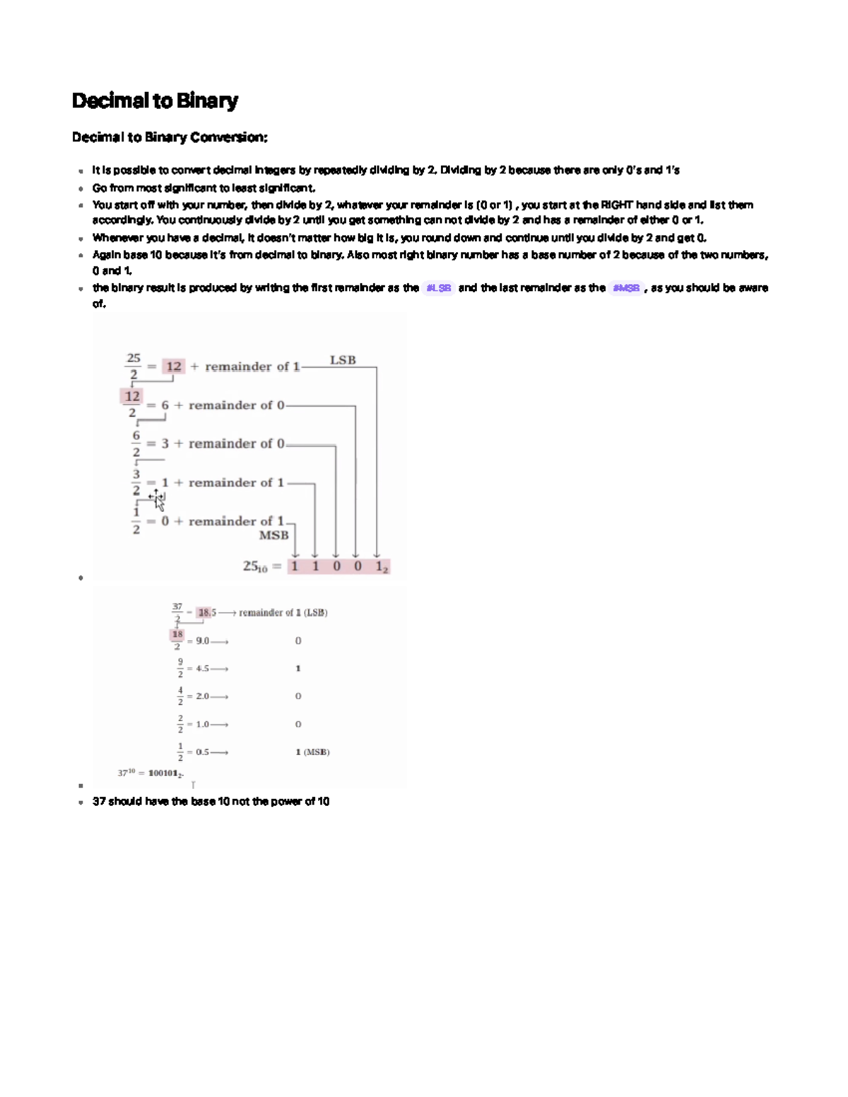 Decimal to Binary - Prof. F. Fischman - Decimal to Binary D e c i m a l ...