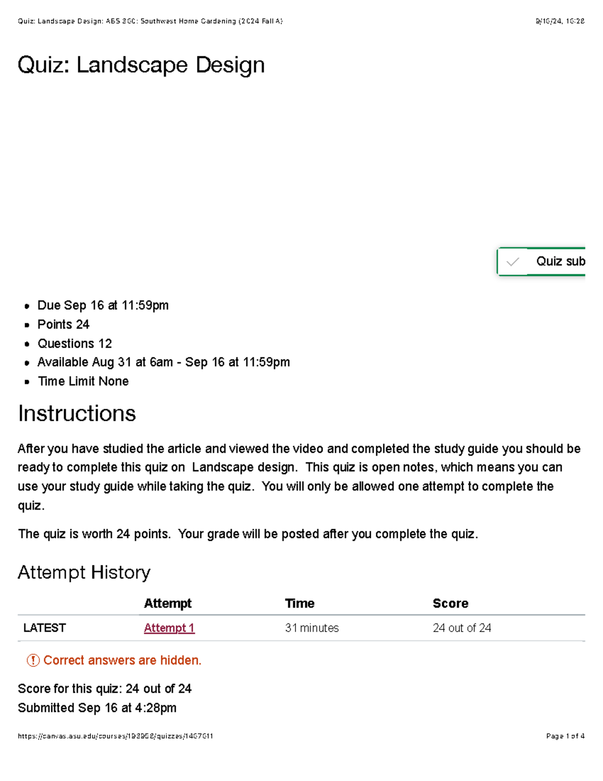 Quiz Landscape Design ABS 360 Southwest Home Gardening (2024 Fall A ...