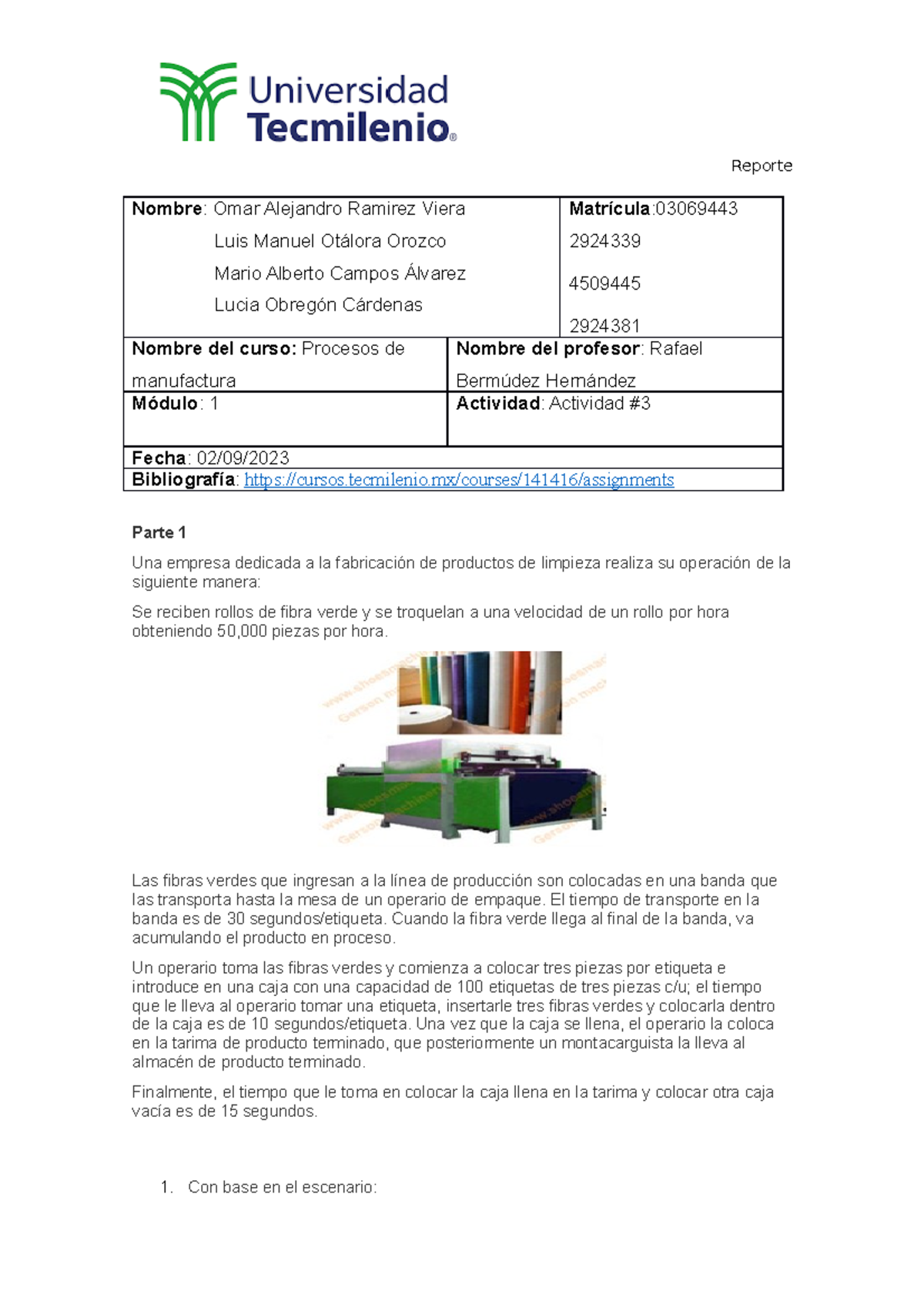 Actividad 3 - manufactura - Nombre: Omar Alejandro Ramirez Viera Luis ...