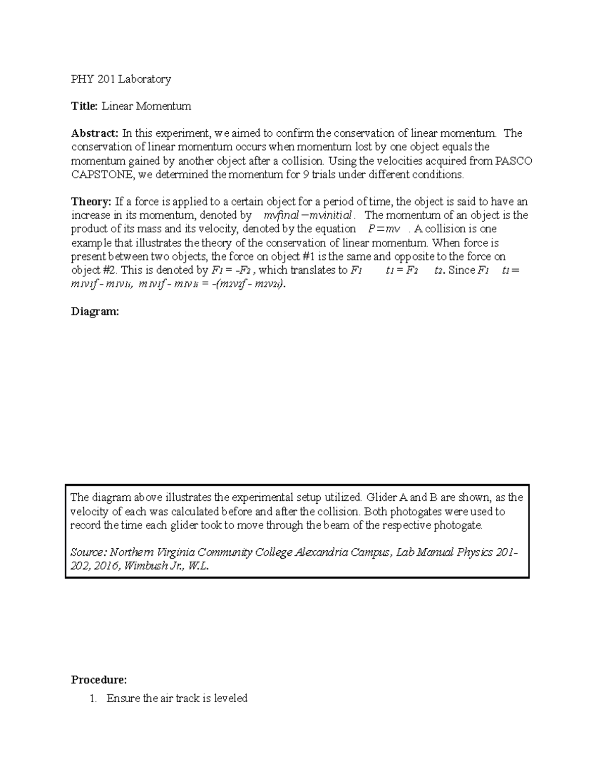 Lab 6- Linear Momentum - Lab - PHY 201 Laboratory Title: Linear ...