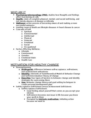 Personal Wellness Plan - Synopsis/Overview of my Personal Health Of the ...
