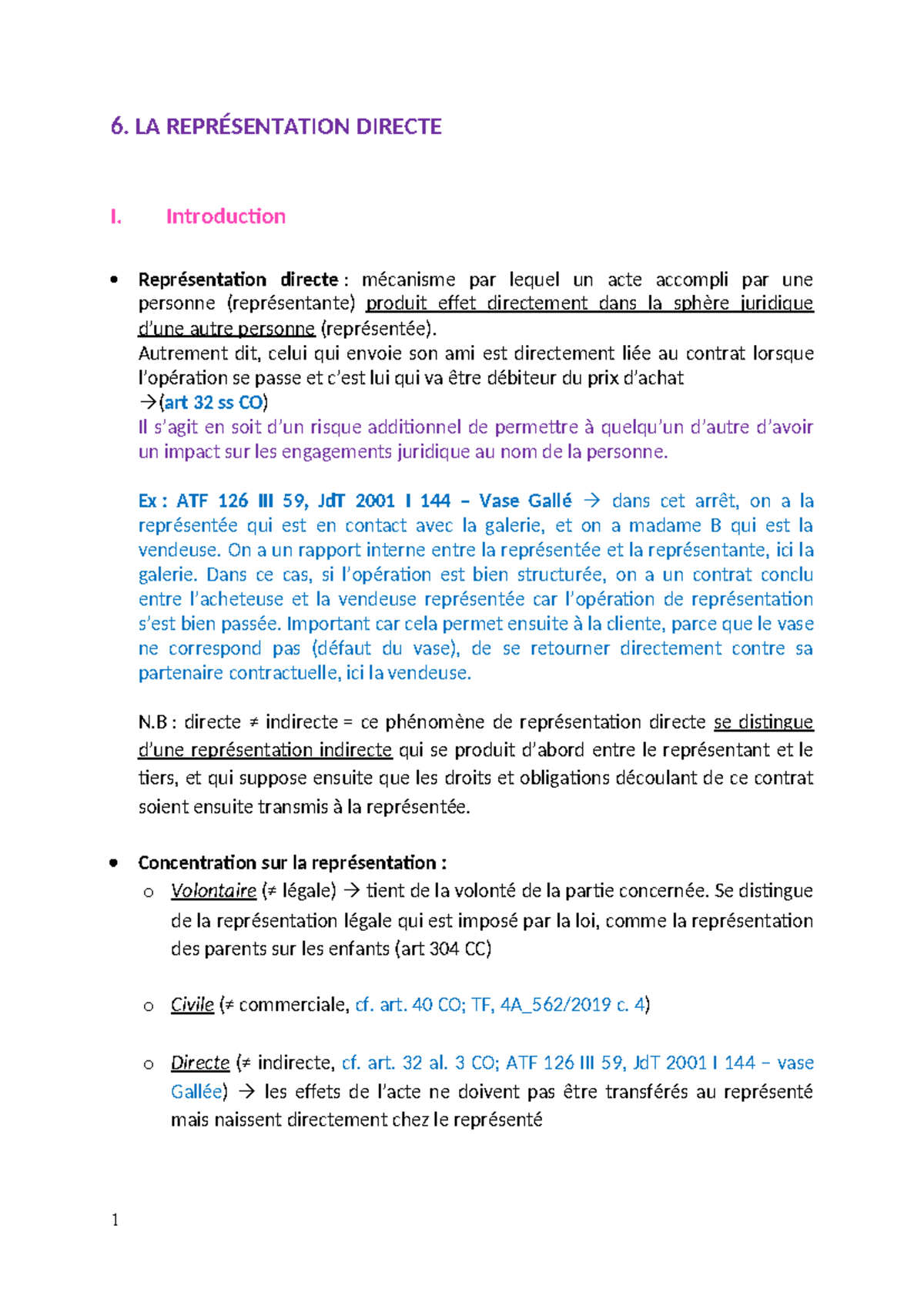 Cours 6 - la représentation directe - 6. LA REPRÉSENTATION DIRECTE I ...
