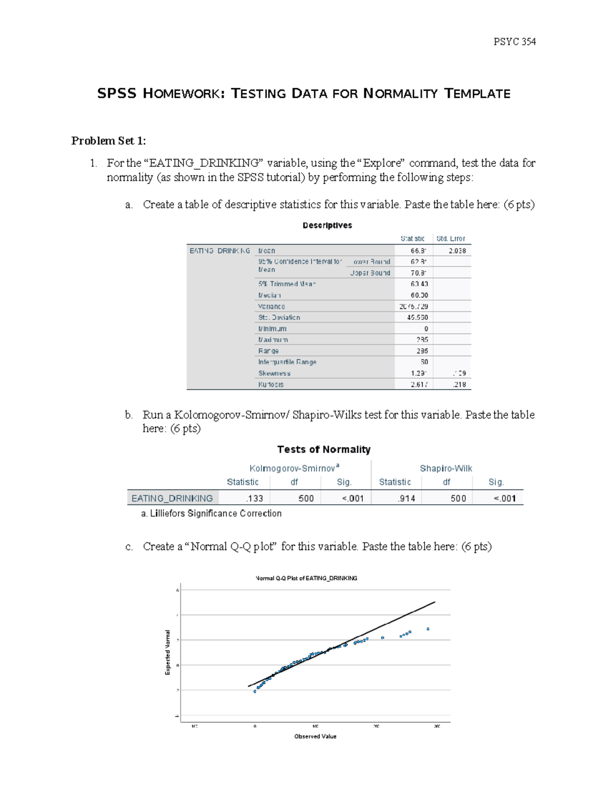 Spss Homework Testing Data For Normality Spss Homework Testing Data For Normality Template