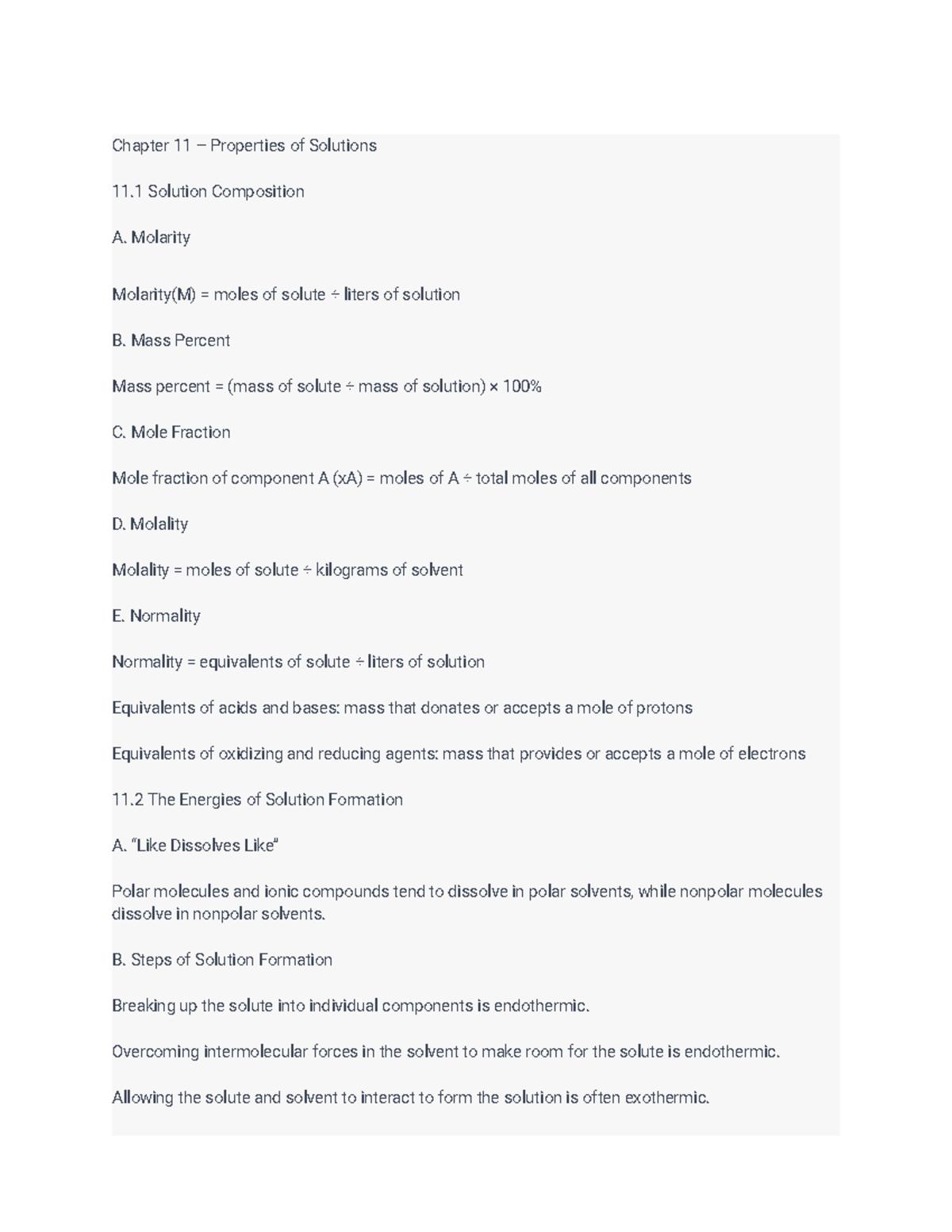 AP Chemistry Notes Properties of Solutions - Chapter 11 – Properties of ...