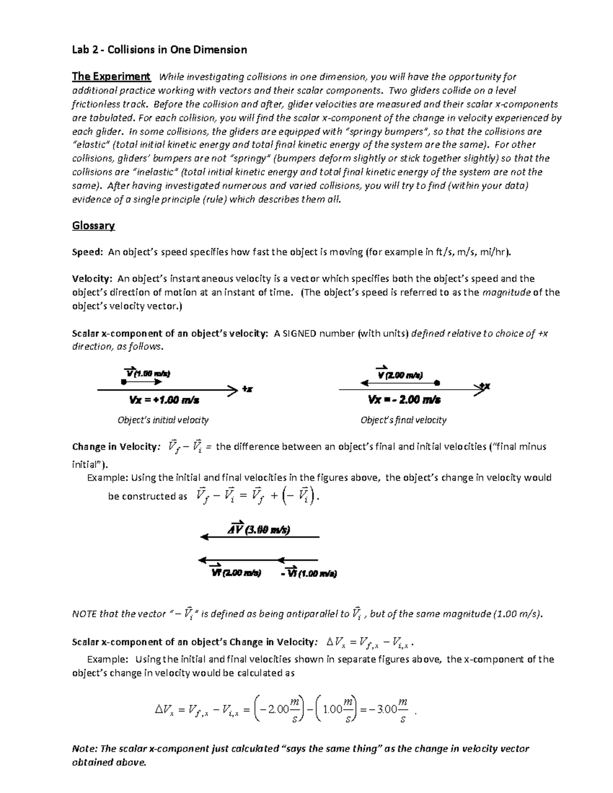 Lab2 Collisions In 1Dim F2020 Aug1 - Lab 2 - Collisions in One ...