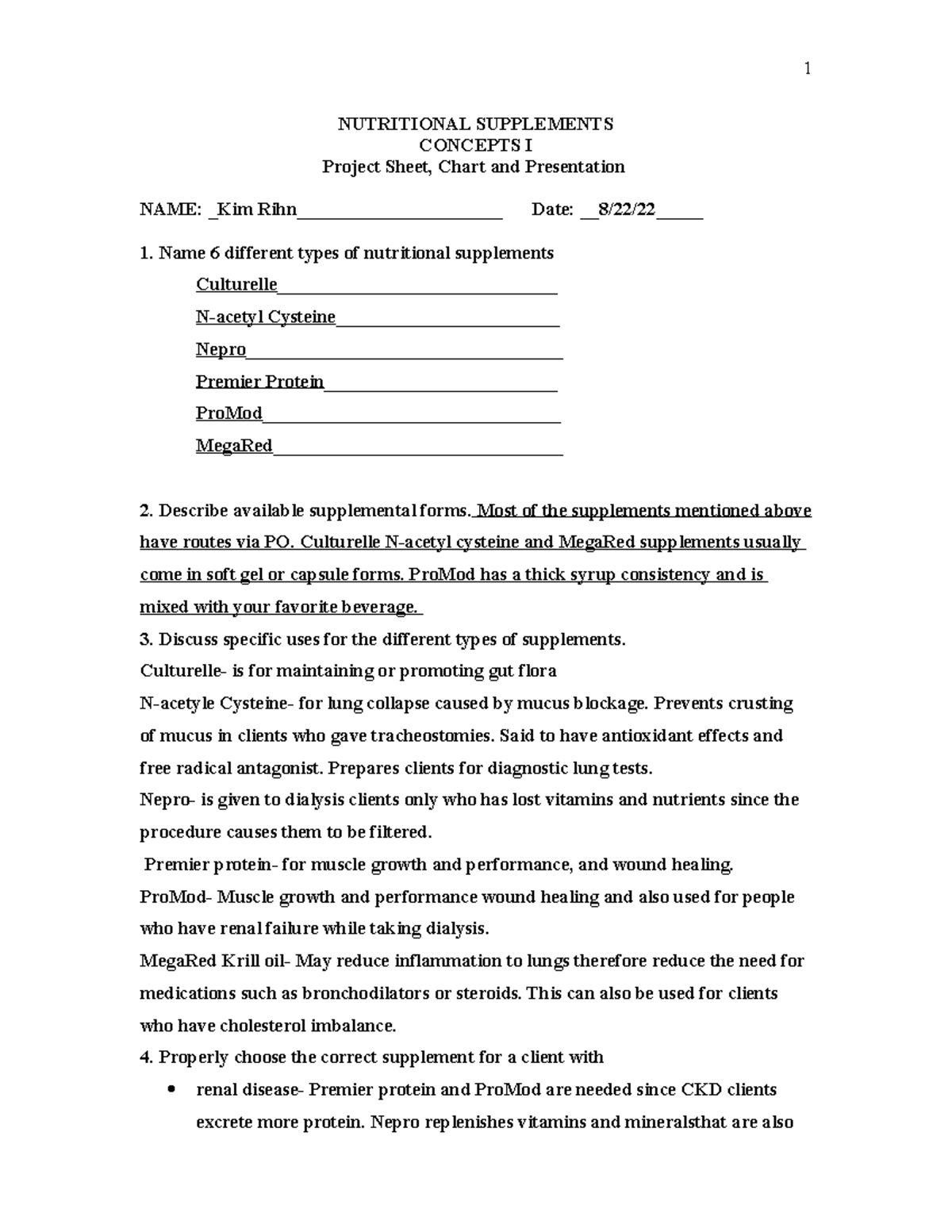 Nutrional Supplements Presentation sheet - NUTRITIONAL SUPPLEMENTS ...