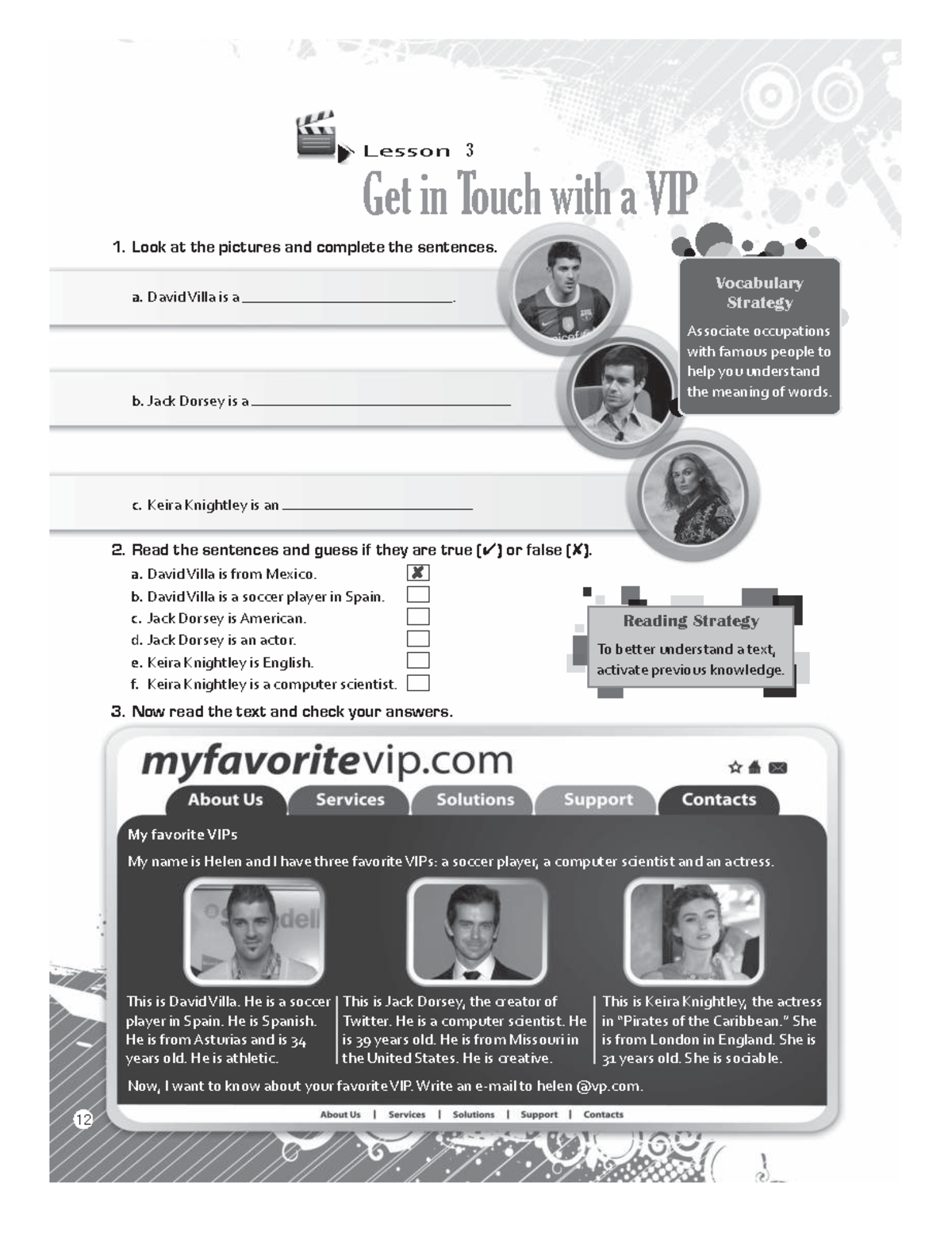 English Student Book Level A1 Lesson 3 Get In Touch With A Vip 1