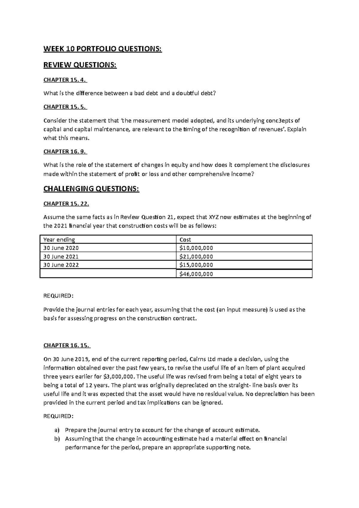WEEK 10 Portfolio Questions - WEEK 10 PORTFOLIO QUESTIONS: REVIEW ...