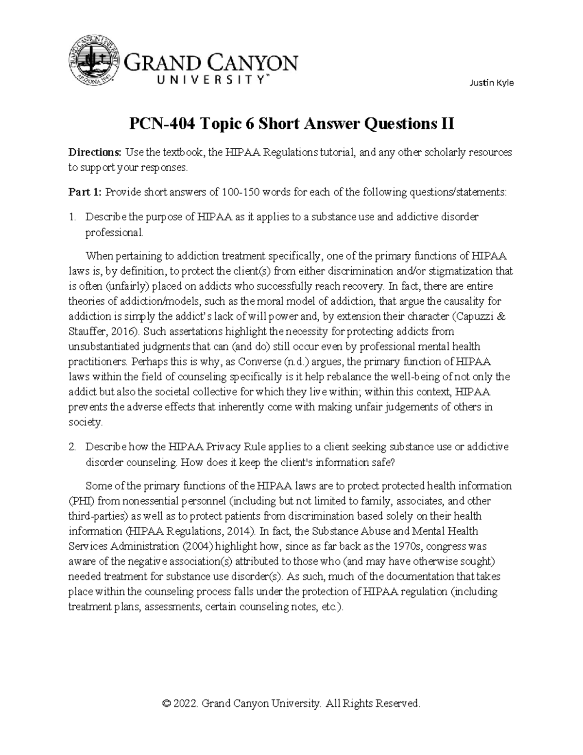 Short Answer Questions 2 - Part 1: Provide short answers of 100-150 ...