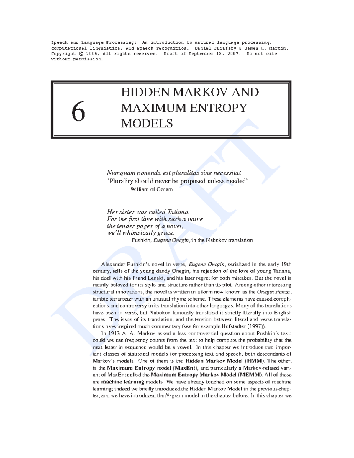 HMM - DRAFT Speech and Language Processing: An introduction to natural ...